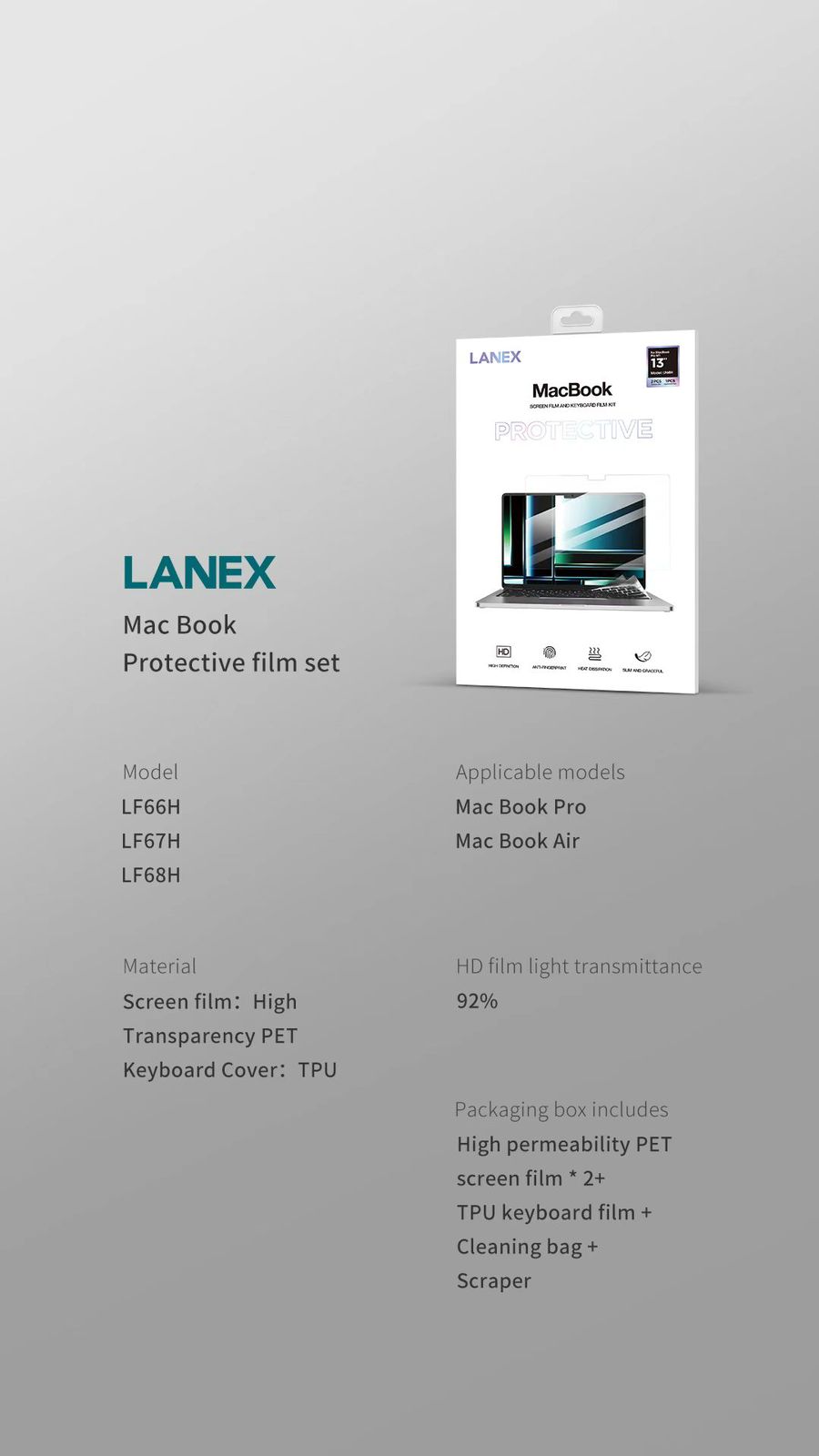 LANEX Screen + keyboard Protective Film Set – Snap